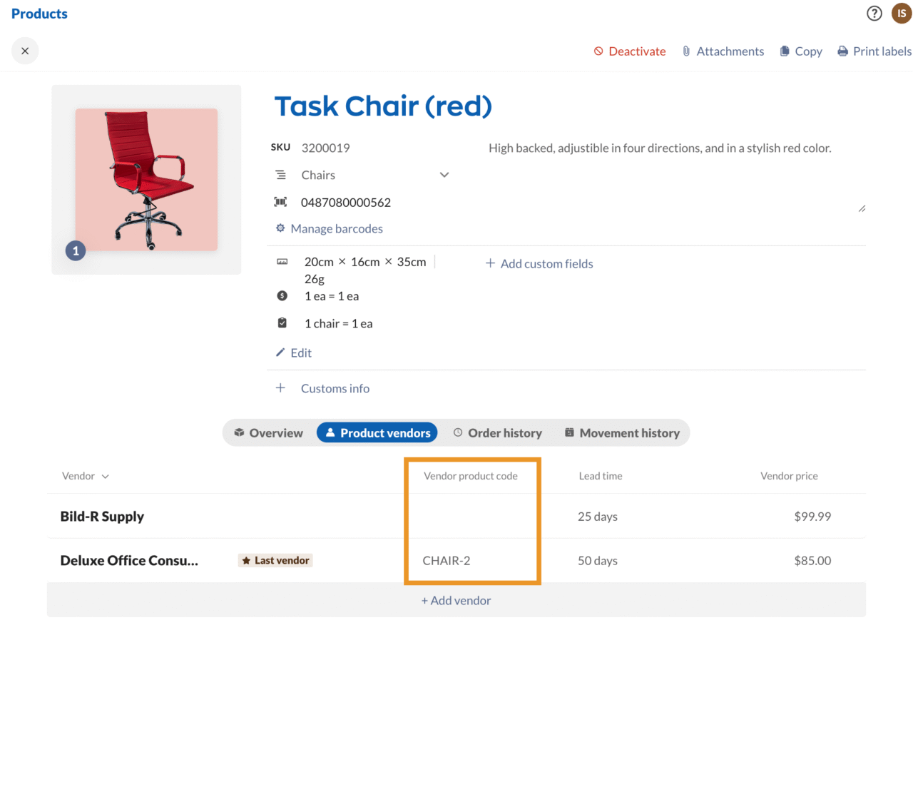 How to track different vendor product codes - inFlow Inventory