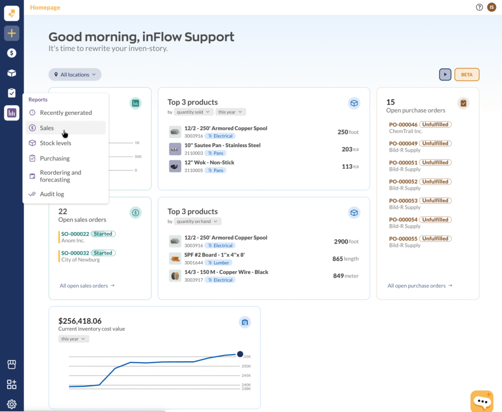 How to adjust the content and layout of reports in inFlow - inFlow ...