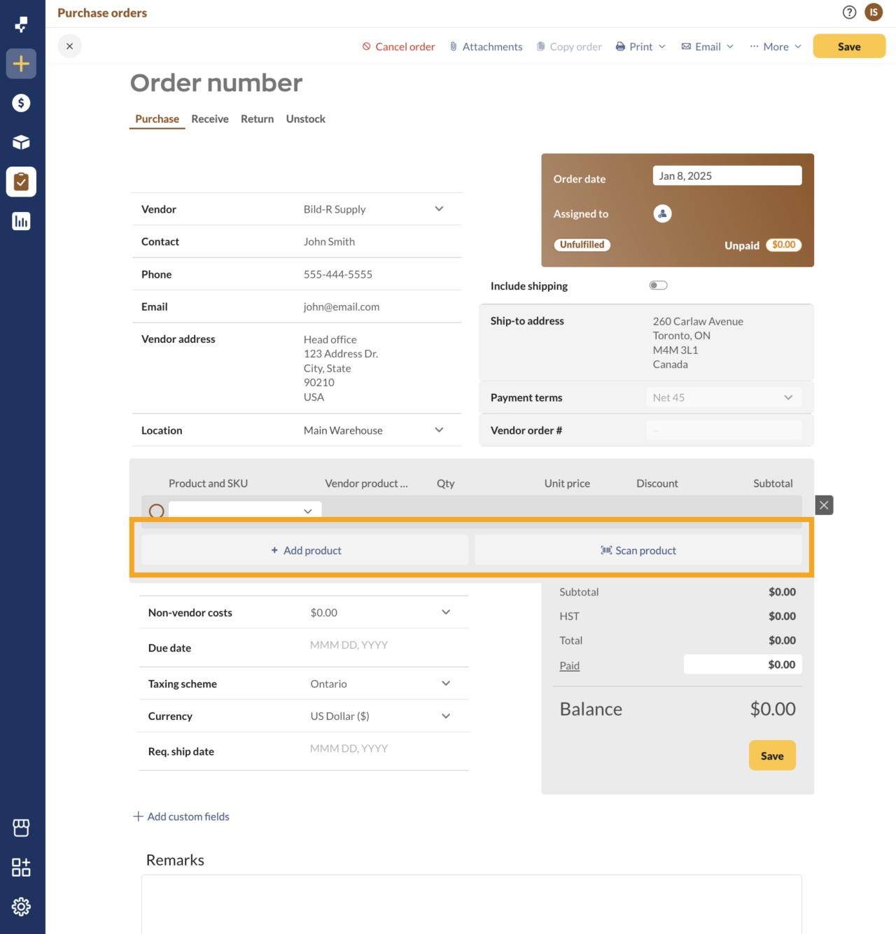 How to create and complete a purchase order - inFlow Inventory