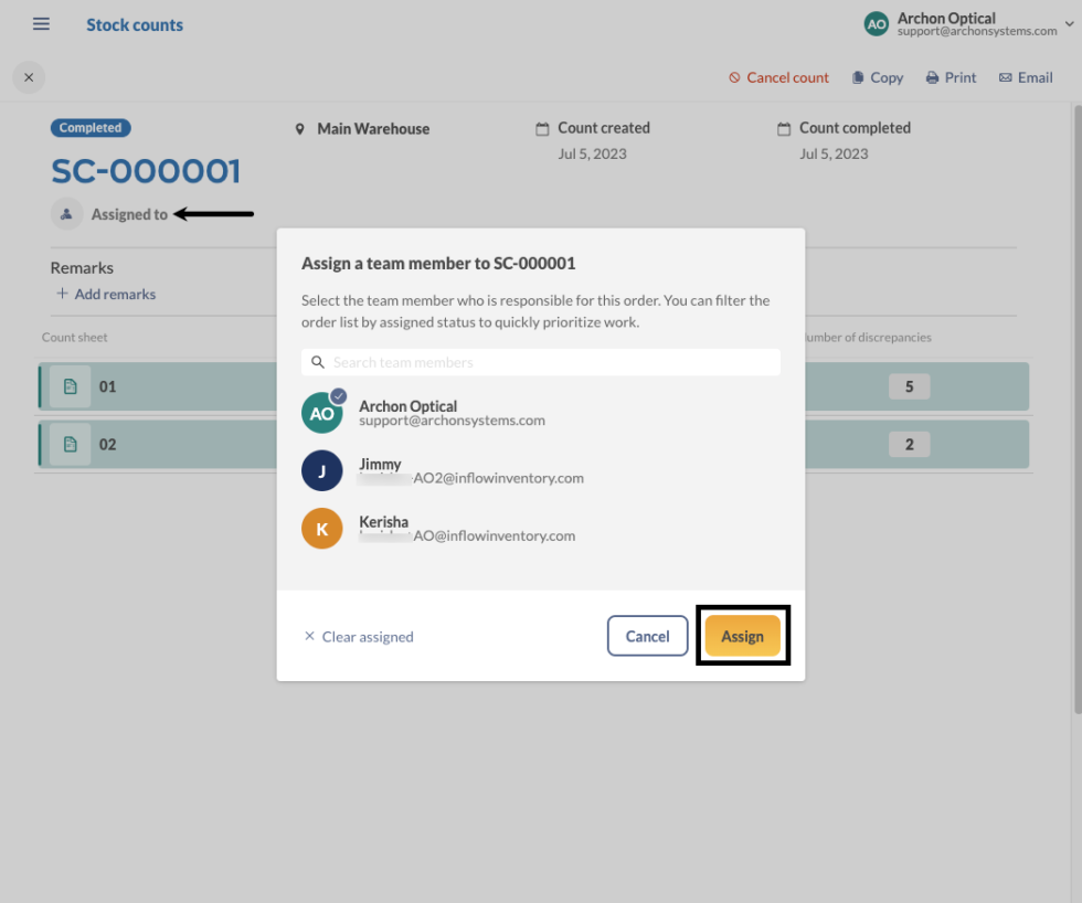 How to create and complete a stock count (Web) - inFlow Inventory