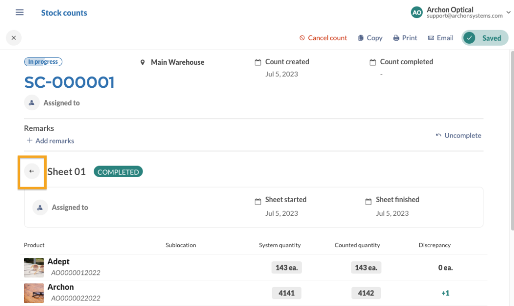 How to create and complete a stock count (Web) - inFlow Inventory