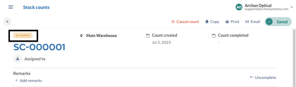 How to create and complete a stock count (Web) - inFlow Inventory