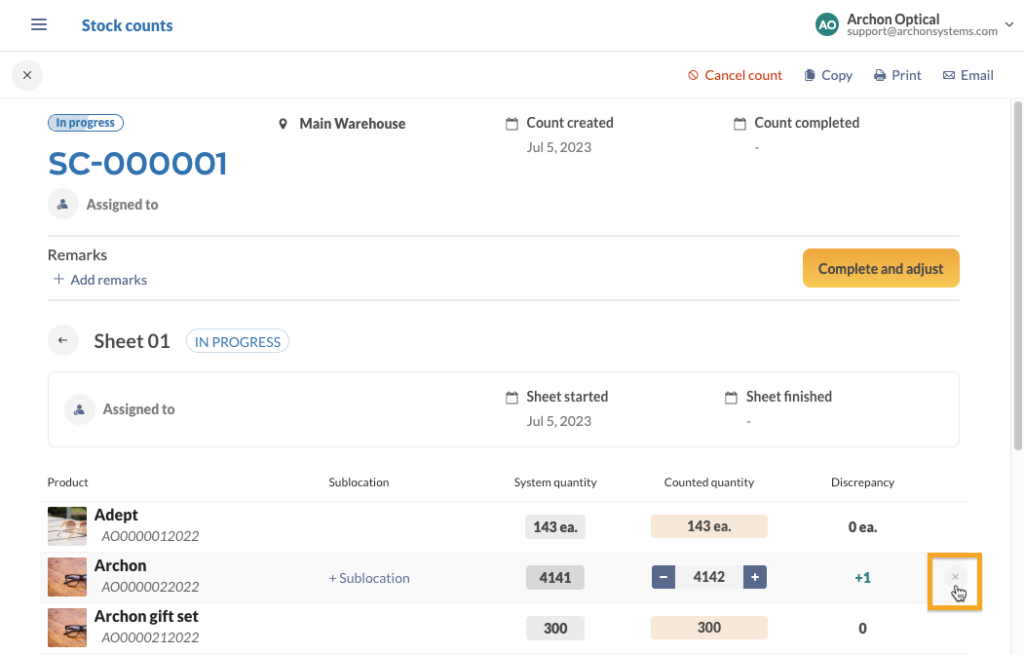 How to create and complete a stock count (Web) - inFlow Inventory