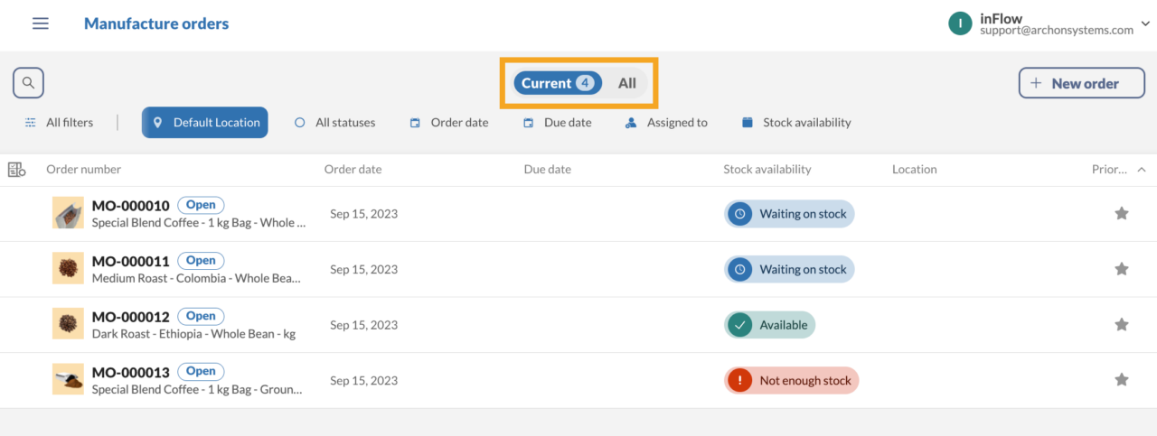 How to create and complete manufacture orders (Web) - inFlow Inventory