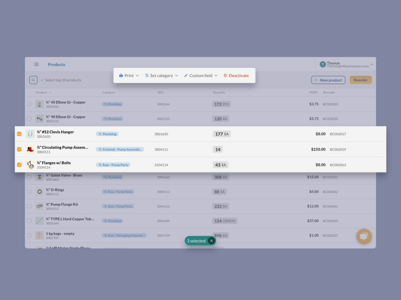 List improvements and bulk actions - inFlow Inventory