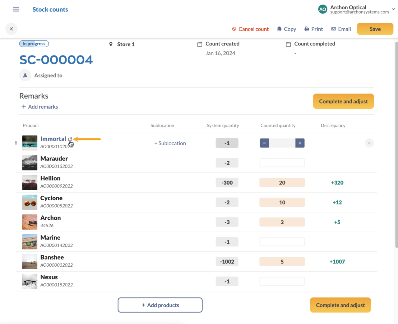 How to create and complete a stock count (Web) - inFlow Inventory