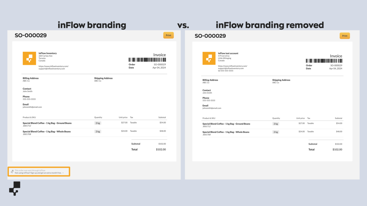 How to remove inFlow branding - inFlow Inventory