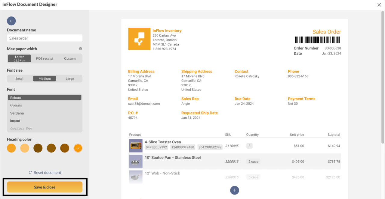 How to customize your documents with inFlow's Document Designer ...