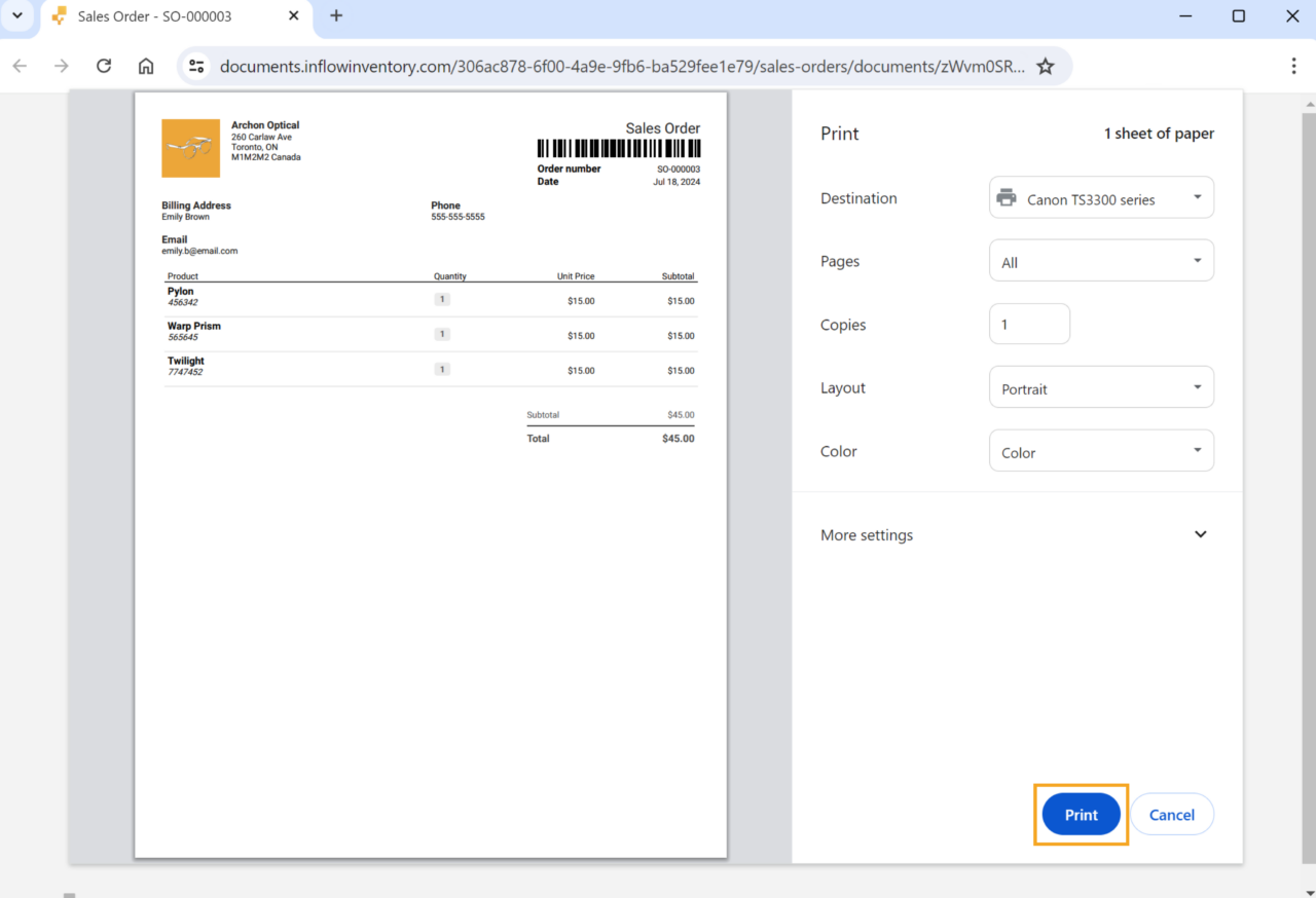 How to print a document in inFlow - inFlow Inventory
